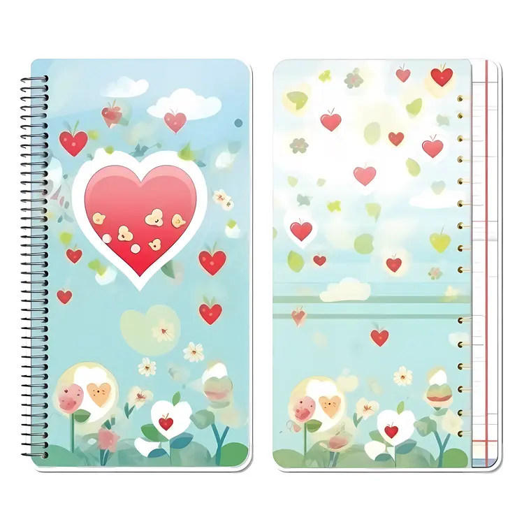 Cute Heart and Flower Notebook for Valentine's Day