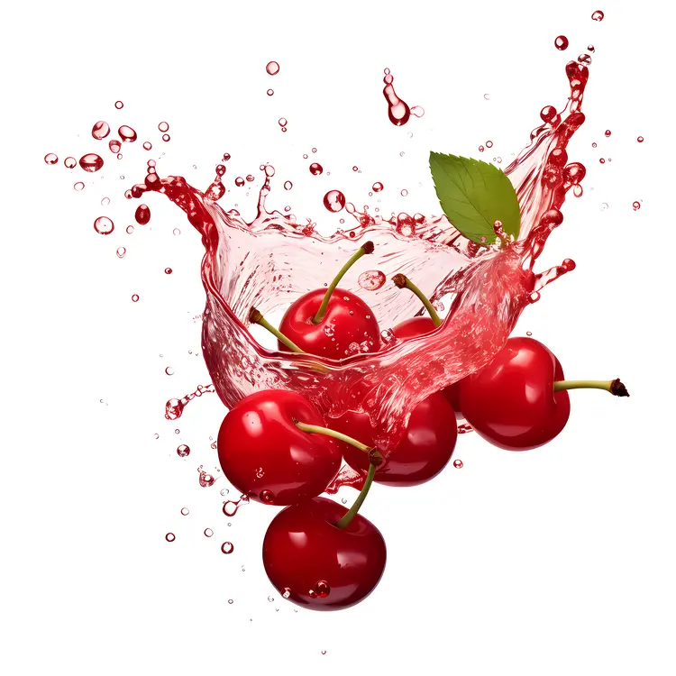 Fresh Red Cherries Splashing in Water
