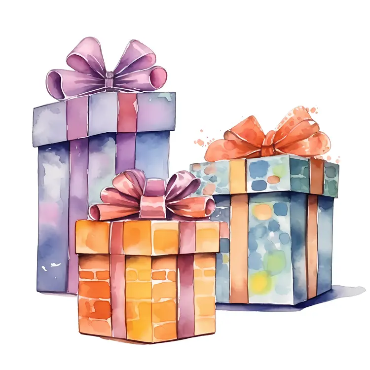 Colorful Gift Boxes with Ribbons