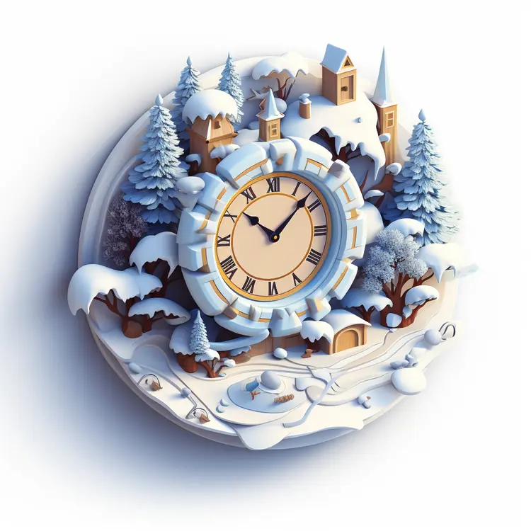 Winter Village Clock