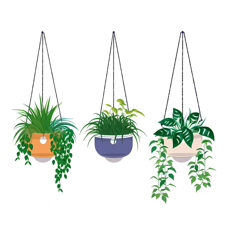 Hanging Plants in Various Pots