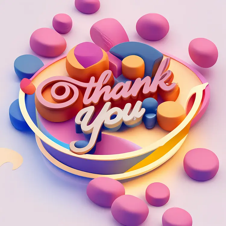 Colorful Thank You Text with Abstract Shapes