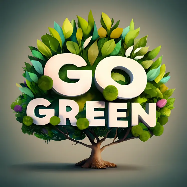 Go Green Tree Illustration for Earth Day
