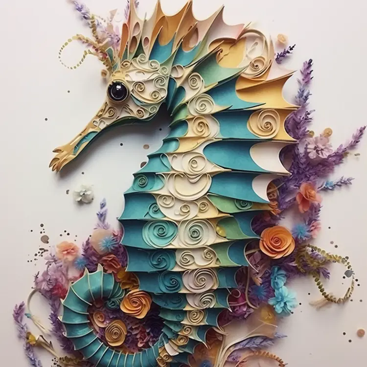 Colorful Paper Art Seahorse