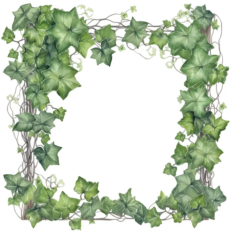 Beautiful Ivy Frame with Green Leaves