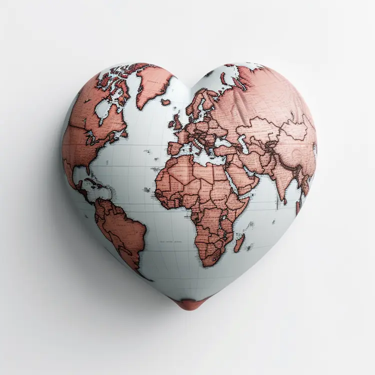 Heart-shaped World Map for Global Unity