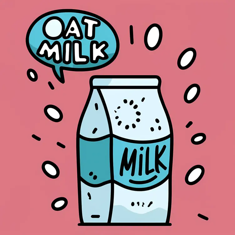 Oat Milk Cartoon Illustration