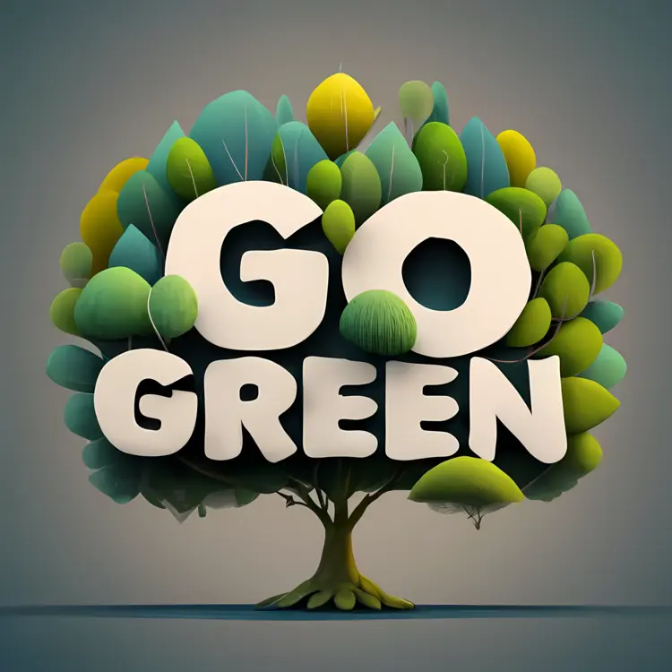 Go Green Slogan with Lush Tree