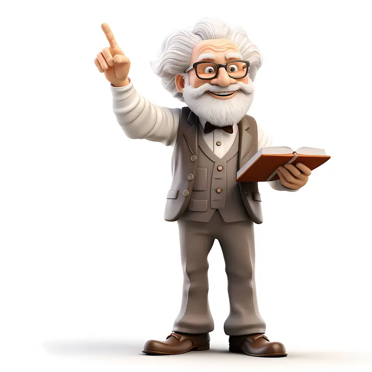 Animated Professor with Book