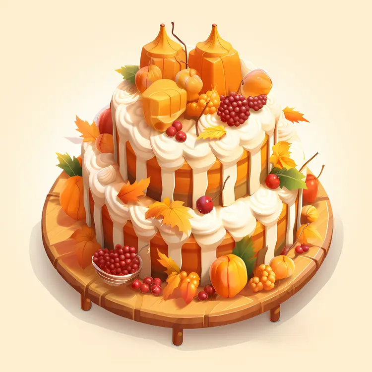 Fall Harvest Cake with Pumpkins and Berries