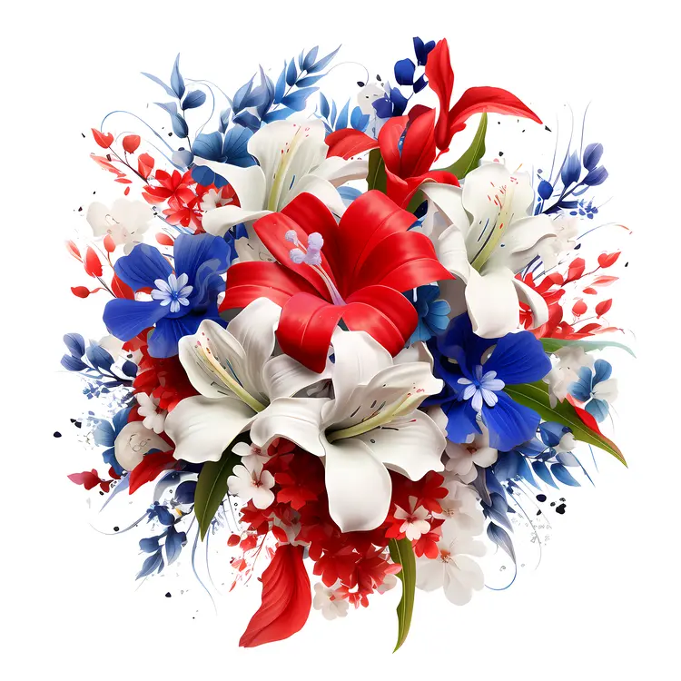 Red, White, and Blue Flower Bouquet