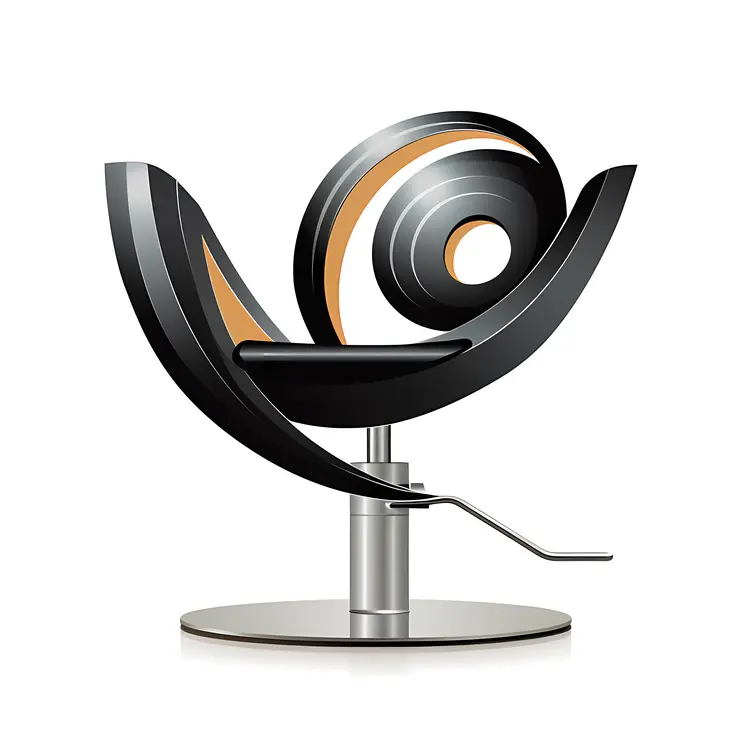 Modern Black and Orange Swirl Chair