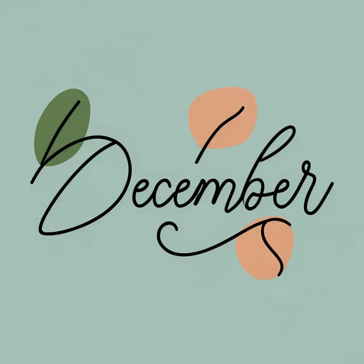 Handwritten December with Leaves