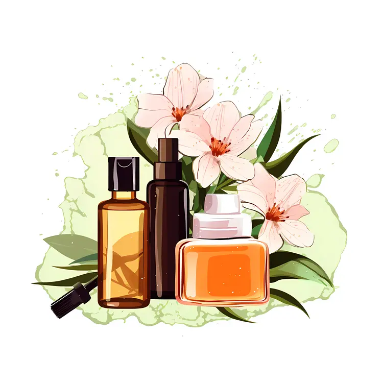 Assorted Perfume Bottles with Floral Arrangement