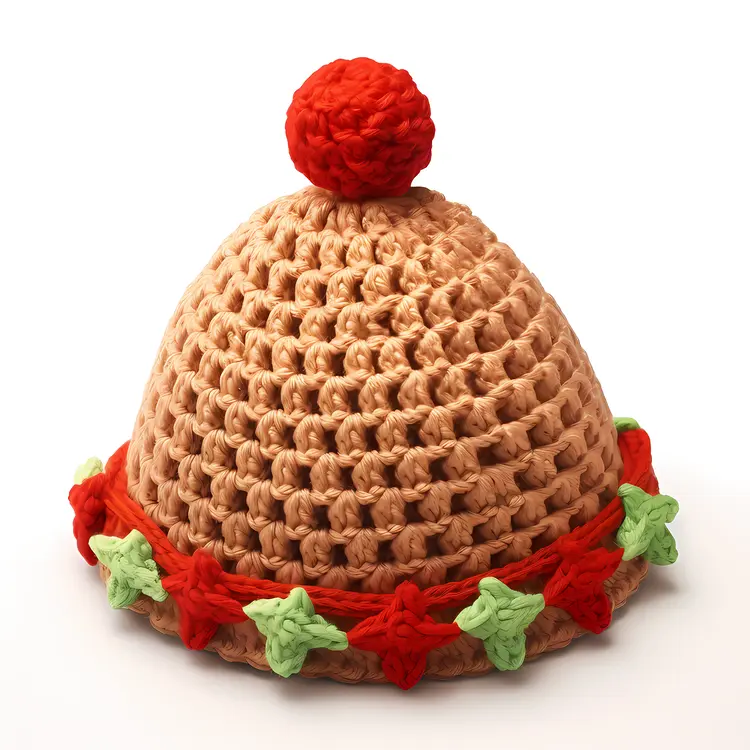 Cute Crochet Hat with Red Pom Pom