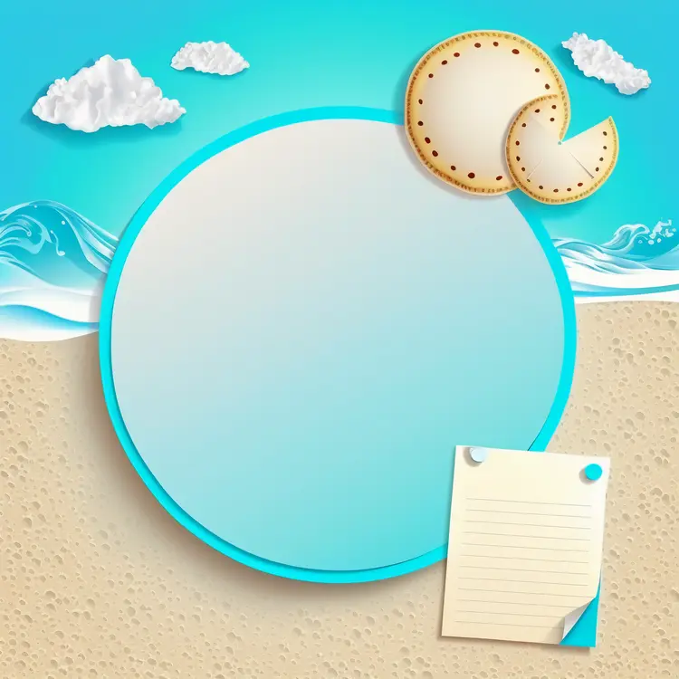 Blank Circle on Beach Background with Note and Cookies