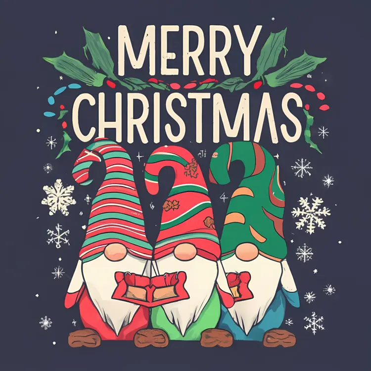 Merry Christmas with Gnomes and Snowflakes