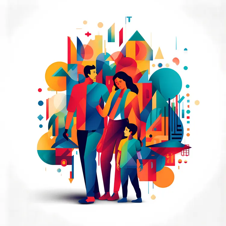 Colorful Abstract Family Illustration