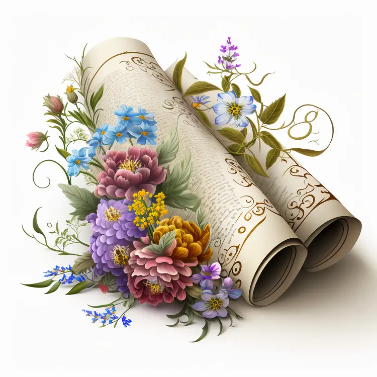 Vintage Decorative Scroll with Floral Design