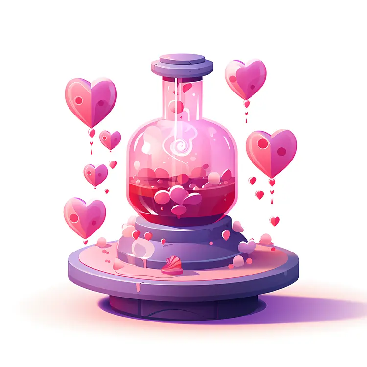Pink Potion Bottle with Hearts