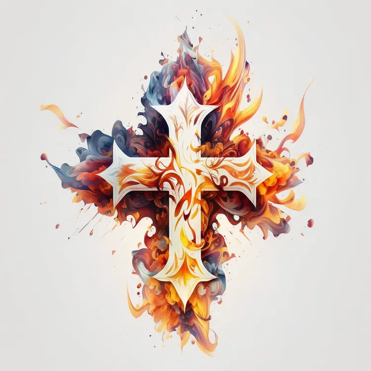 Artistic Fiery Cross Symbol