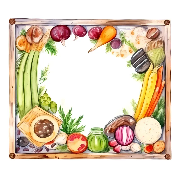Colorful Vegetables Frame Illustration