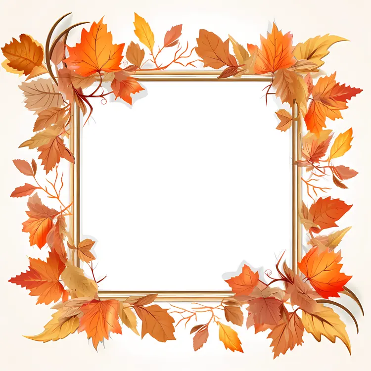 Square Frame with Autumn Leaves