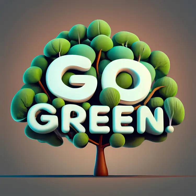 Go Green Sign with Tree and Leaves