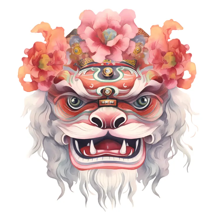 Floral Traditional Lion Mask
