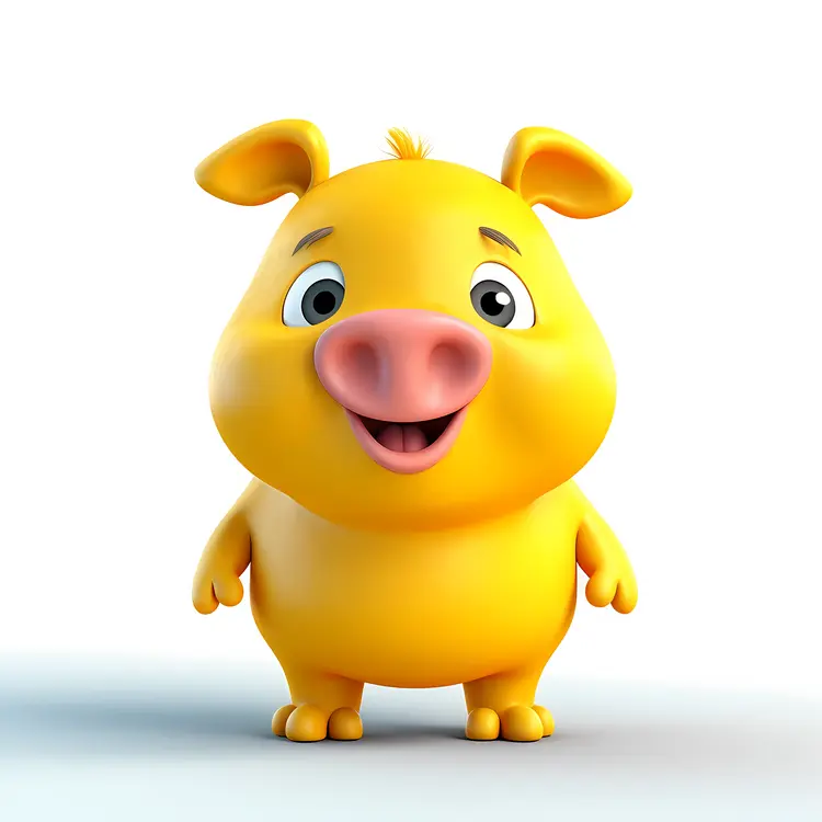 Adorable Yellow Pig Cartoon