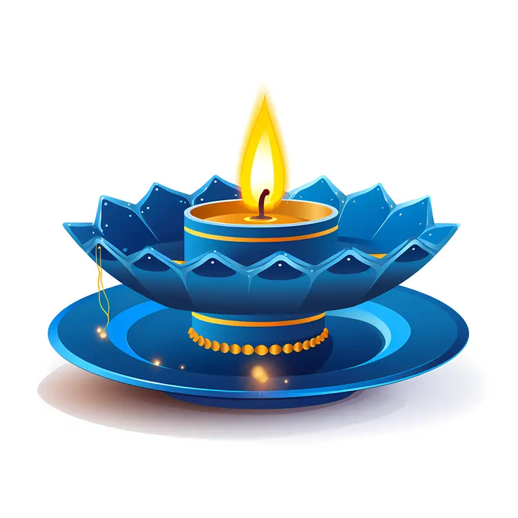 Blue Diya Candle for Diwali Celebration