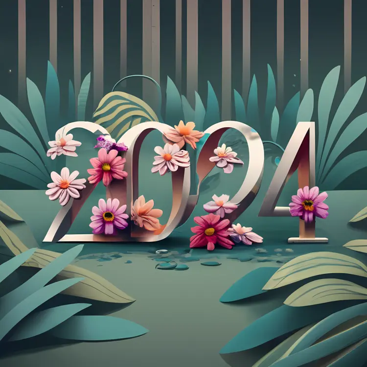 2024 with Flowers in Forest
