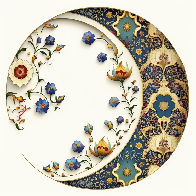 Floral Crescent Moon Design