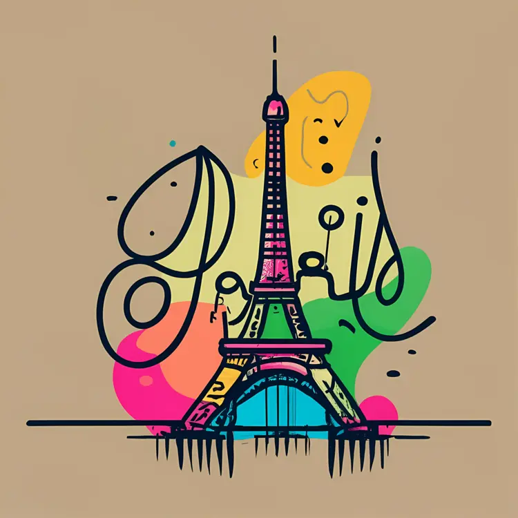 Eiffel Tower with Colorful Design