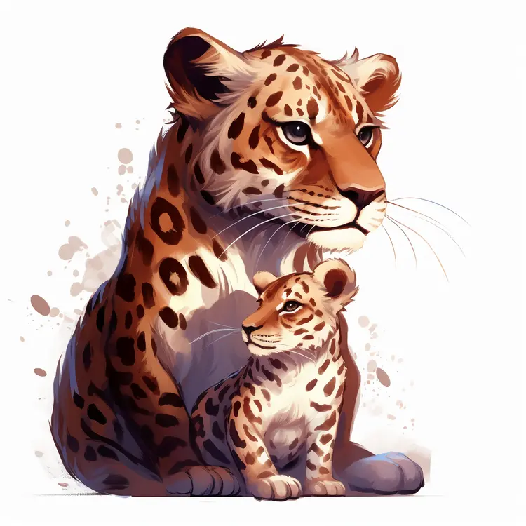 Leopard and Cub in the Wild
