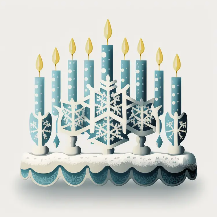 Blue Menorah with Snowflakes for Hanukkah