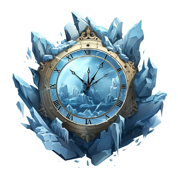 Frozen Clock in Ice