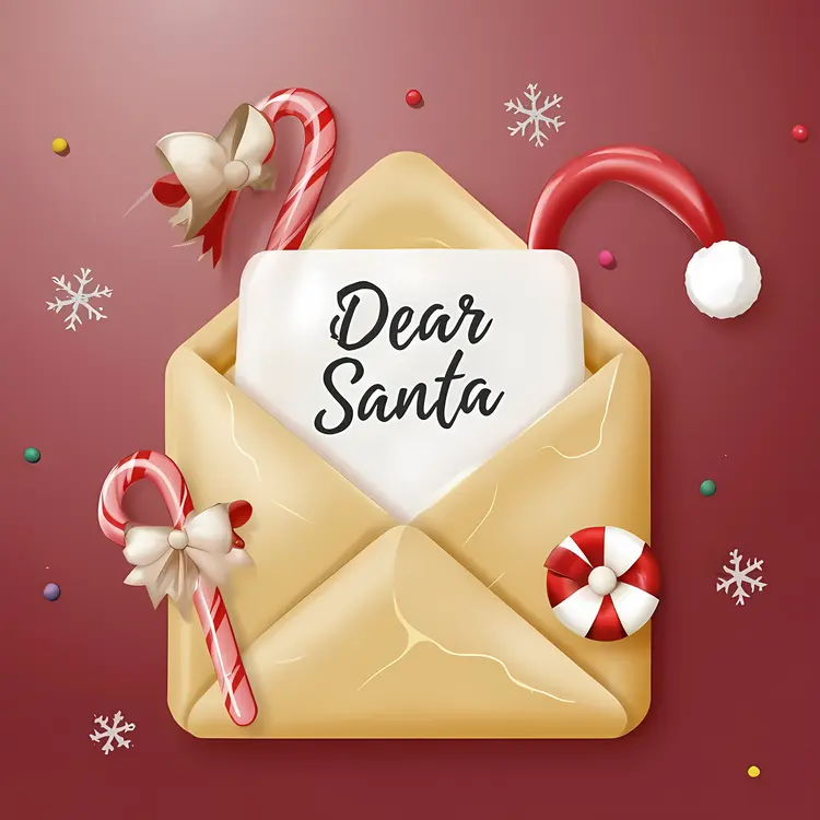 Dear Santa Letter in Beige Envelope