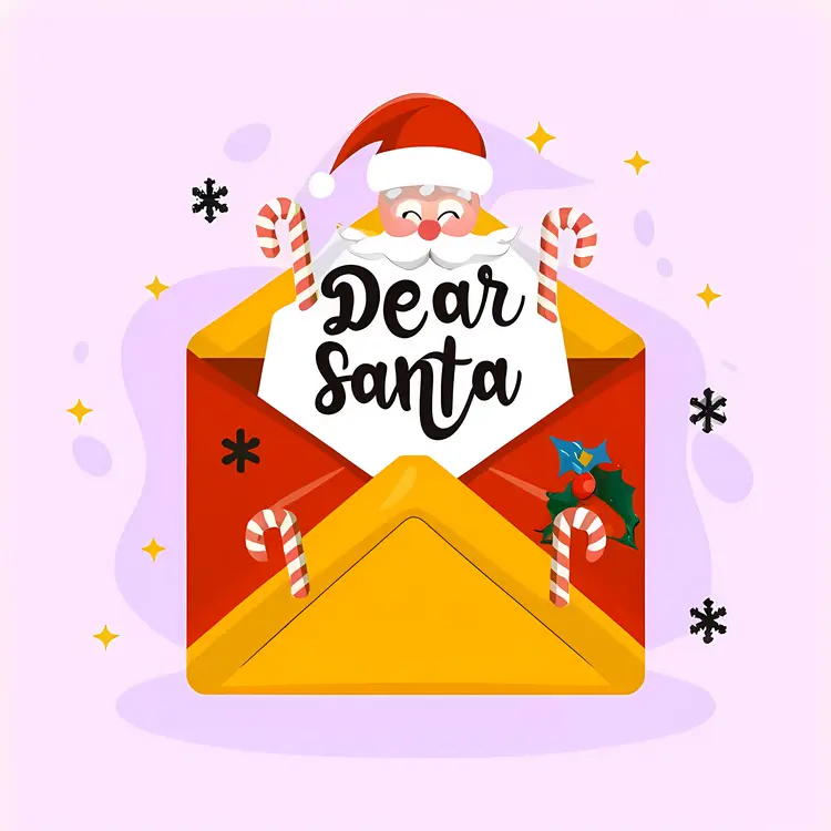 Dear Santa Letter with Santa and Candy Canes