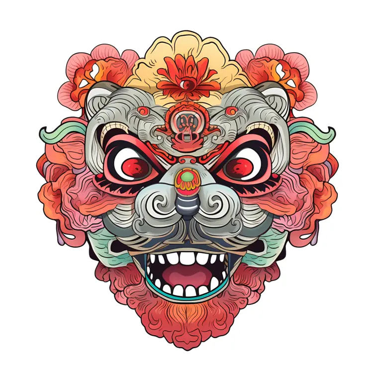 Angry Lion Mask Illustration