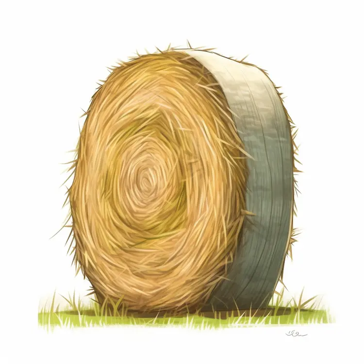 Large Hay Bale Illustration