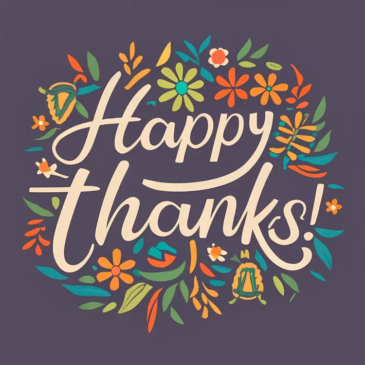 Happy Thanks with Colorful Floral Design