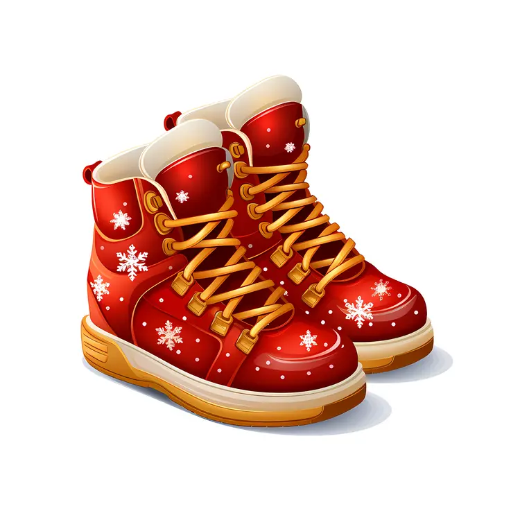 Red Snow Boots with Snowflake Design
