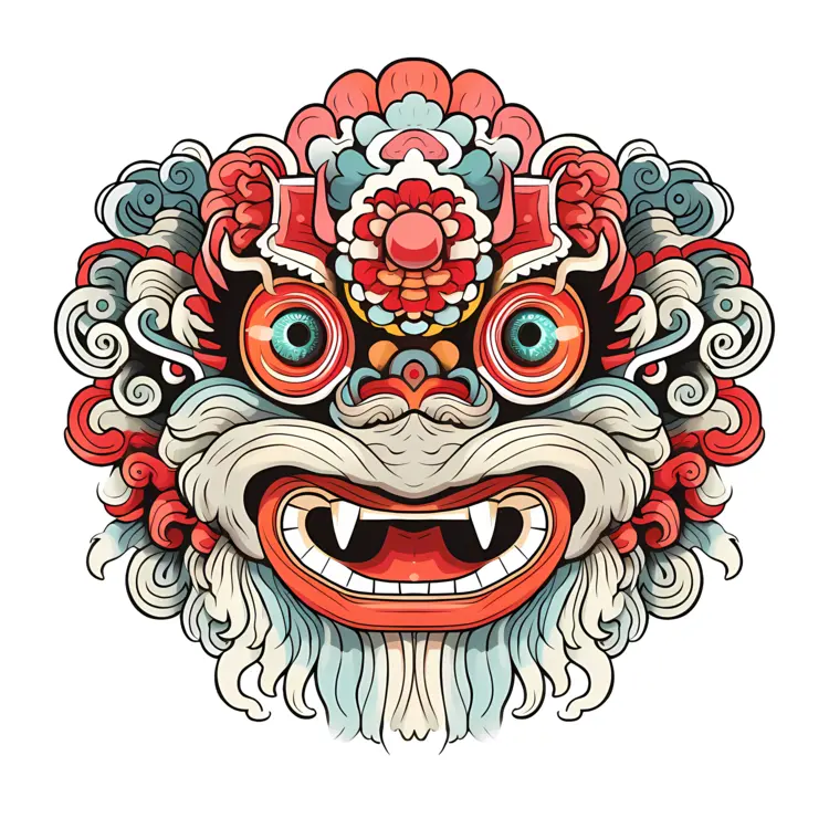 Traditional Colorful Lion Mask