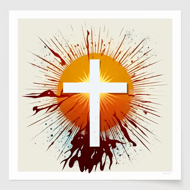 Radiant Cross Art with Sunburst