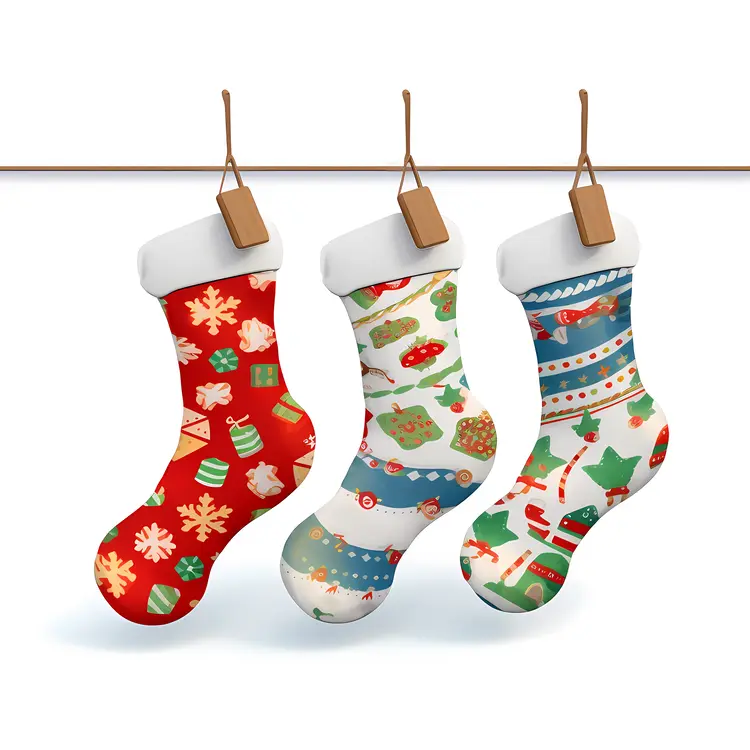 Festive Christmas Stockings with White Tops