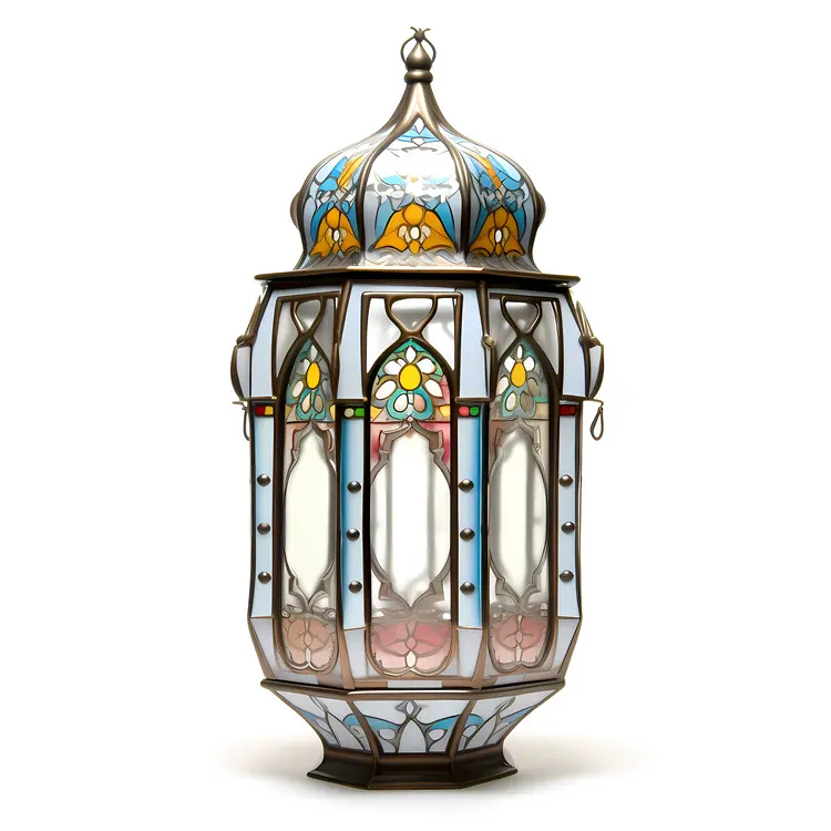 Stained Glass Lantern with Floral Design