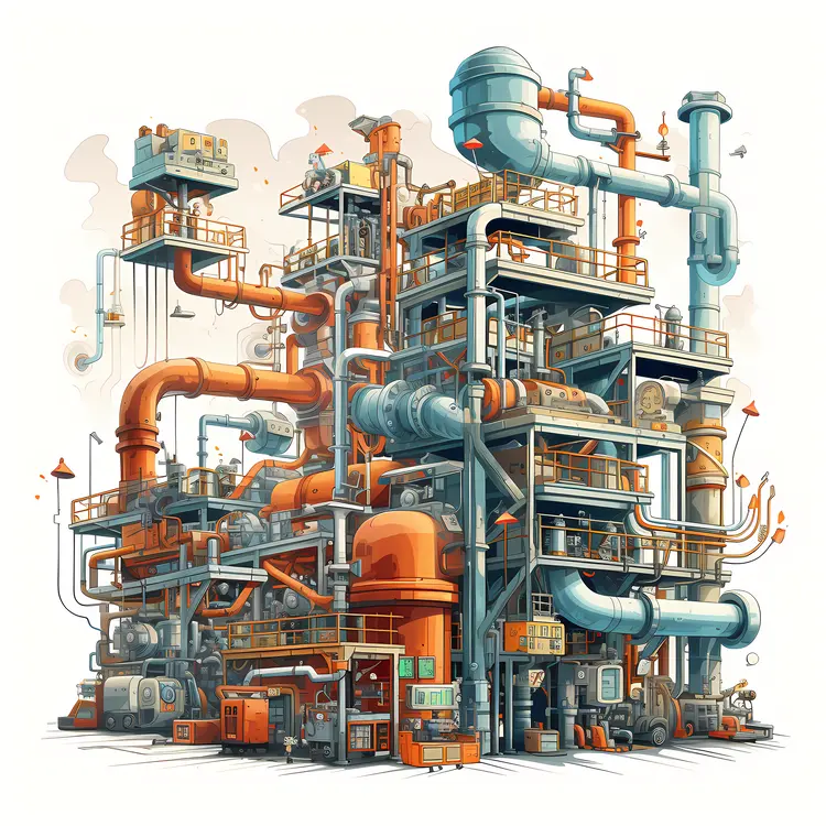 Complex Factory with Extensive Pipework