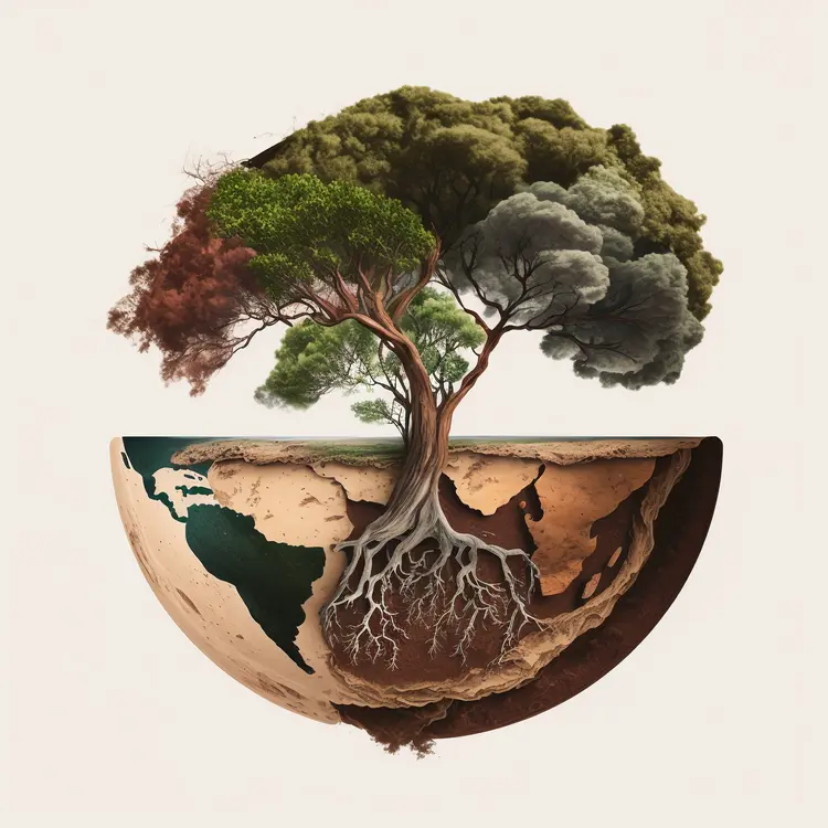 Tree of Life with Earth and Roots Concept