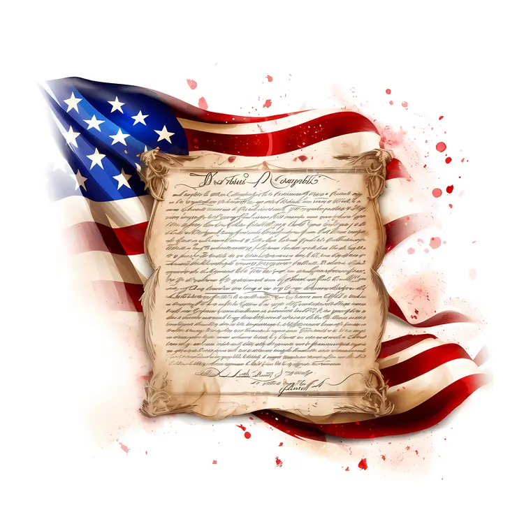 American Flag with Historical Document